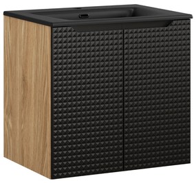 Comad Koupelnová skříňka s keramickým umyvadlem Luxor Black 60 cm - černá mat