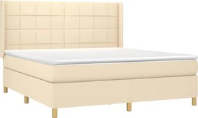Box spring postel s matrací a LED krémová 160x200 cm textil 3138890