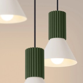 Sollux Lighting Závěsná lampa ESTRIA 3P béžová/olivově zelená