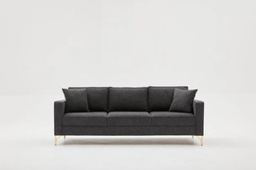 Hanah Home Třímístná pohovka BERLIN antracitová se zlatou 222 cm 825BLC2795