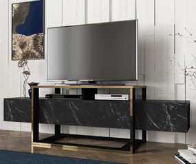 Hanah Home TV stolek Bianco, Černá, Zlatá