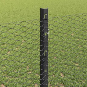 Hexagonální plot s podpěrou 10 x 1,2 m Ocel potažená PVC Šedá 3336825
