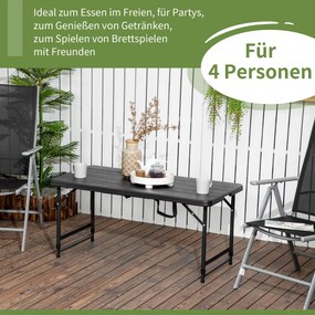 Skládací venkovní stůl Outsunny Plastový 118 x 60 x 74 cm, Odolný proti povětrnostním vlivům, Protiskluzový Bufetový stůl, Stanový stůl, Stůl na balk…
