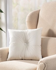 Sametový polštář Velvet s knoflíkem barva krémová látka lesklé, sametová
