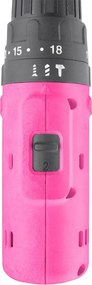 Vrtací šroubovák aku s příklepem, růžový, 12 V Li - ion, 2000 mAh, v kufru s nářadím, sada 27 ks EXTOL LADY 402403