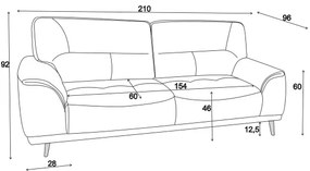 Třímístná pohovka LIVORNO šedá