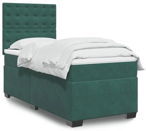 Box spring postel s matrací tmavě zelená 80 x 200 cm samet 3290777