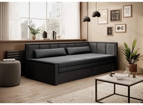 Tmavě šedá žinylková rozkládací/s úložným prostorem pohovka 214 cm Fulgeo – ELTAP