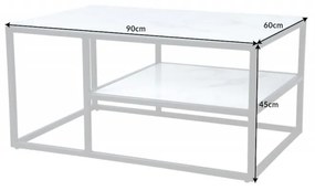 Massive home | Konferenční stolek ELEGANCE BLACK 90 CM bílý mramorový vzhled