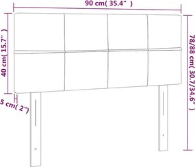 Čelo postele s LED světle šedé 90x5x78/88 cm textil 3121594