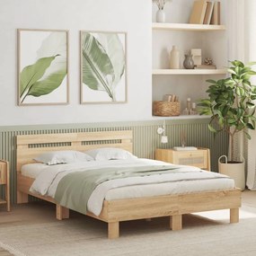 Rám postele s čelem a LED osvětlením dub sonoma 120 x 200 cm 3207555