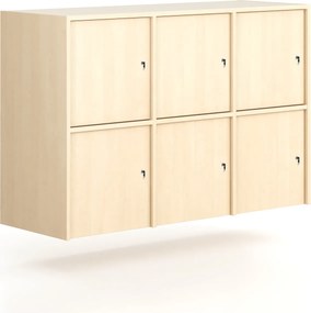Nástavba pro skříně FRAME, 6x dveře, 1299 x 450 x 854 mm, cylindrický zámek, bříza