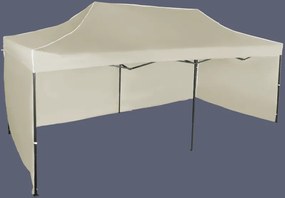 Nůžkový stan 3x6m ocelový, 3 boční plachty, Béžová
