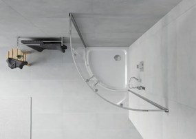 Mexen Rio, čtvrtkruhový sprchový kout 80 x 80 cm, 6mm čiré sklo, chromový profil + bílá sprchová vanička, 863-080-080-01-00-4110