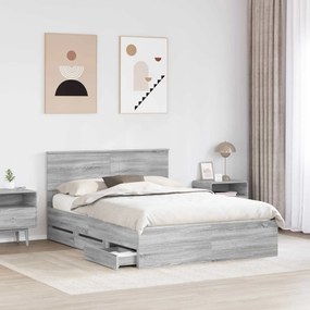 Rám postele s čelo Šedá Sonoma 150 x 200 cm Inženýrské dřevo 3407975