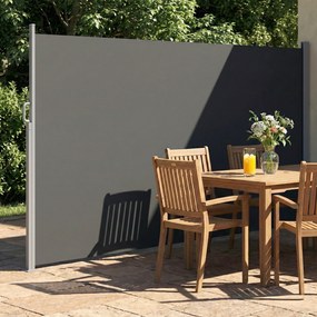 Výsuvná boční markýza, zástěna pro ochranu soukromí ve venkovním prostoru, vodoodpudivá, UV 50+, 420 x 185 cm, tmavě šedá