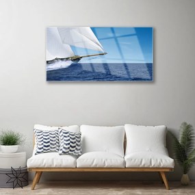 Obraz na skle Loďka Moře Krajina 100x50 cm