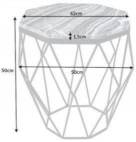 Šedý mramorový konferenční stolek Diamond 50 cm