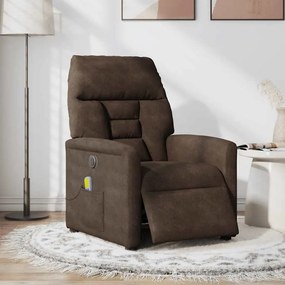 Elektrické masážní polohovací křeslo hnědé látka z mikrovlákna 3303079