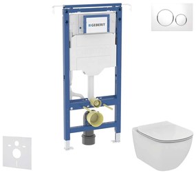 Geberit Duofix - Set předstěnové instalace, klozetu a sedátka Ideal Standard Tesi, tlačítka Sigma20, Aquablade, SoftClose, bílá/lesklý chrom SANI11CD3137