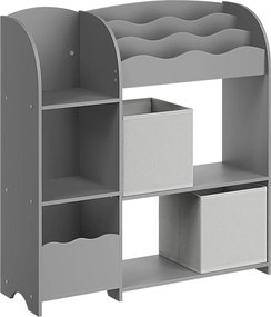 Dětská knihovna, police s 2 boxy, do dětského pokoje, obývacího pokoje, holubí šedá