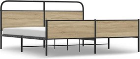 Kovový rám postele bez matrace kouřový dub 193 x 203 cm 3318676