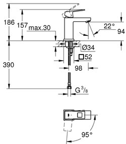 Grohe Eurocube - Páková umyvadlová baterie, Energy Saving, S-Size, chrom 2339200E