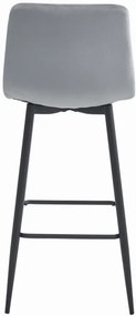 Set tří barových židlí POZZA sametově stříbrná (černé nohy) 3 ks