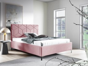 Eka Čalouněná postel BOX+ 90x200 cm Barva látky Trinity: (2310) Růžová, Úložný prostor: S kovovým rámem úložného prostoru
