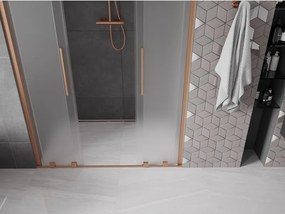 Mexen Velar L Duo, posuvné sprchové dveře do otvoru 140 cm, 8mm sklo námraza, měděná matná, 871-140-003-32-65