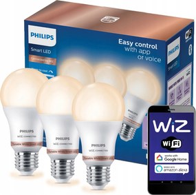 3x Led žárovka E27 8W 60W 2700-6500K Smart WiFi Philips Aplikace WiZ