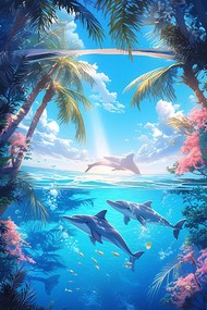 Obraz - Delfíni v tichém zálivu