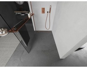 Mexen Kioto, sprchová zástěna Walk-in s poličkou a věšákem 115 x 200 cm, 8mm čiré sklo, profil růžové zlato, 800-115-121-60-00