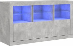 Příborník s LED osvětlením betonově šedý 123 x 37 x 67 cm 3209061