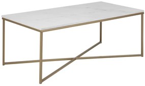 Konferenční obdélníkový stolek Alisma mramor bílý/mosaz