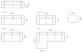 MUZZA Čtyřmístná pohovka KAYMA 230 cm samet béžová