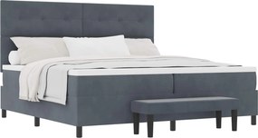 Postel s boxspringem s čelo Tmavě šedá 200 x 200 cm samet 3344535