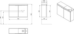 Sapho Latus X koupelnová skříňka 80 x 54,5 x 22 cm s odkládací plochou pravá dub sherwood hnědá LT110-SET05