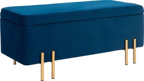 HOMCOM Lavice, čalouněná lavice s úložným prostorem, truhlicová lavice, látka, kov, kaučukovník, pěna, tmavě modrá, 100 x 40 x 42 cm