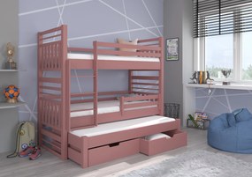 ADRK Furniture Třílůžková patrová postel s matracemi HIPPO 180x80 CH-Hip-P-190+M-E1889