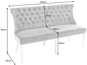 Designová lavice Queen Lví hlava 164 cm šedý samet