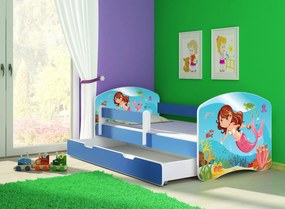 Dětská postel - Mořská víla 2 160x80 cm + šuplík modrá