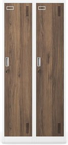 Zaměstnanecká skříňka čtyřkomorová bílá/ořech, 800x1800x500 mm: KACPER Eco Design