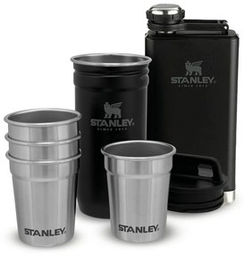 Černý set placatky a panáků 6 ks z nerezové oceli 250 ml Adventure Black – Stanley