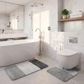 Kvalitex Koupelnová a WC předložka geometrie šedá SADA 60 x 100 cm + 60 x 50 cm