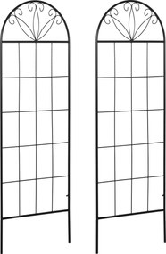 Sada 2 kovových zahradních treláží Outsunny pro popínavé rostliny - 51 x 152 cm černé | Aosom
