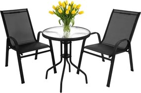 Balkonový set stůl + 2 židle černý Gardlov 27568