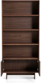 Regál v dekoru ořechu v tmavě přírodní barvě 90x190x35 cm Norlen – Kave Home