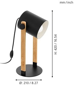 Eglo 43047 - Stolní lampa HORNWOOD 1xE27/28W/230V