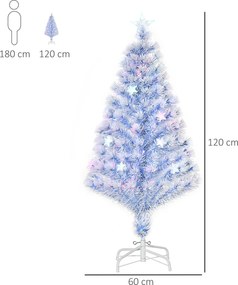 HOMCOM Umělý vánoční stromek 120 cm, umělý vánoční stromek se skelnými vlákny a LED osvětlením, 130 hrotů, vánoční stromek včetně ocelového stojanu d…